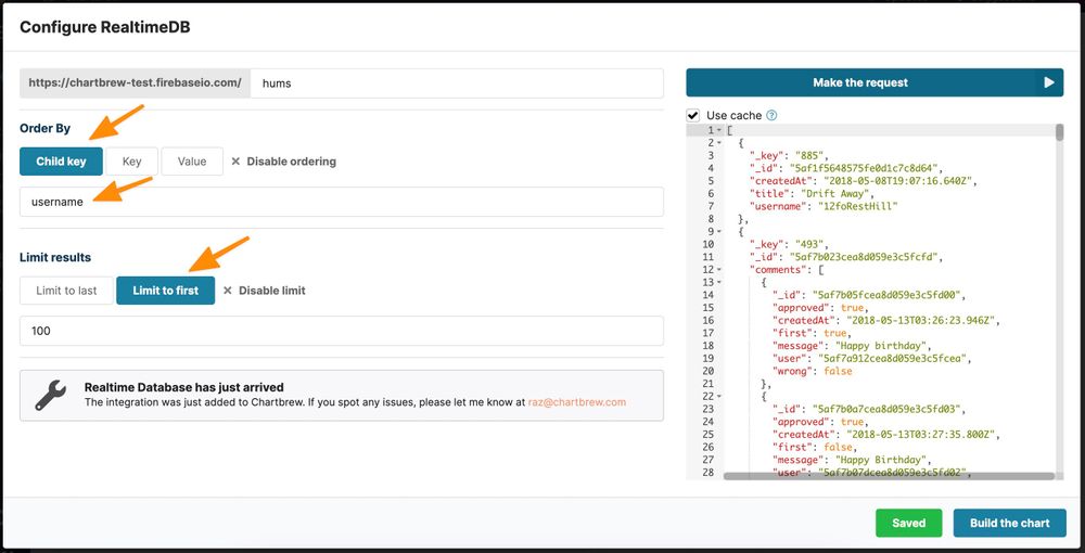 Visualize your Firebase Realtime Database with Chartbrew