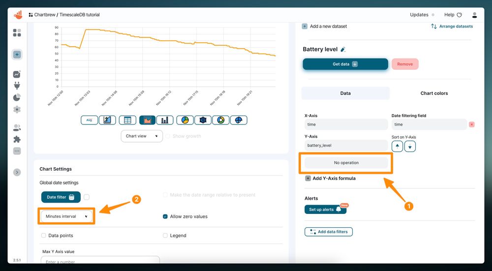 Connect and visualize TimescaleDB data with Chartbrew