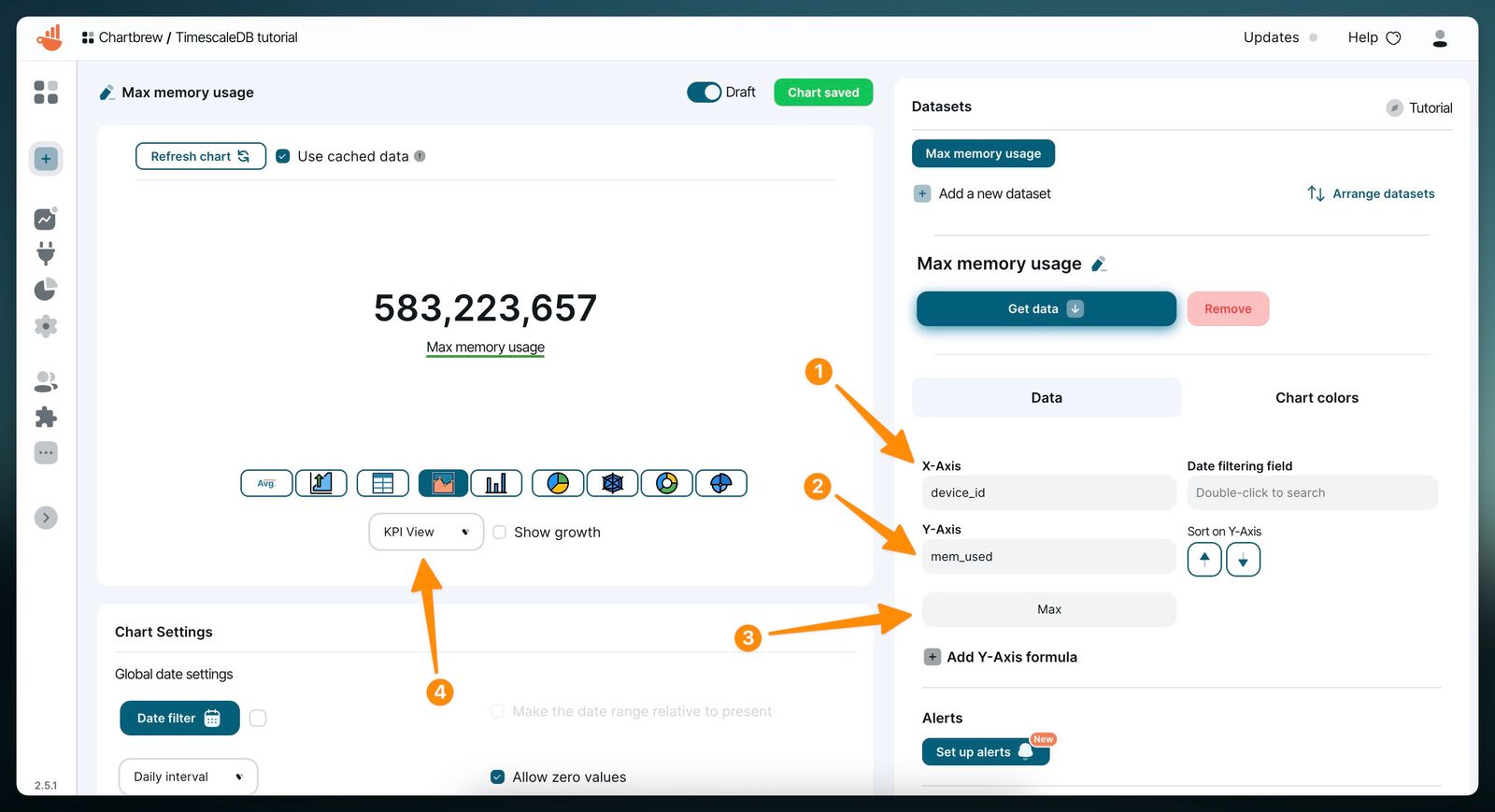 Connect and visualize TimescaleDB data with Chartbrew