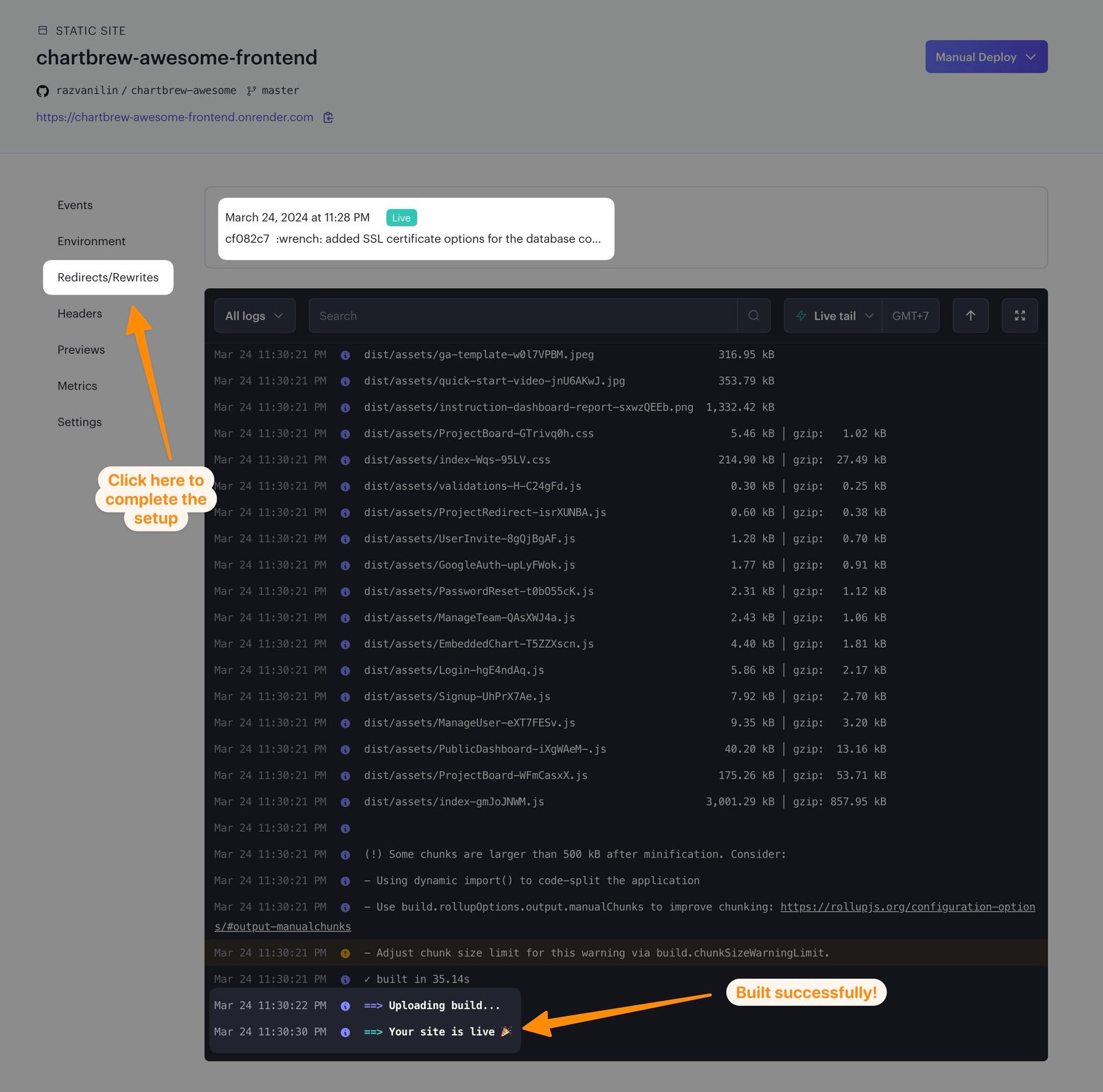 How to deploy Chartbrew on Render