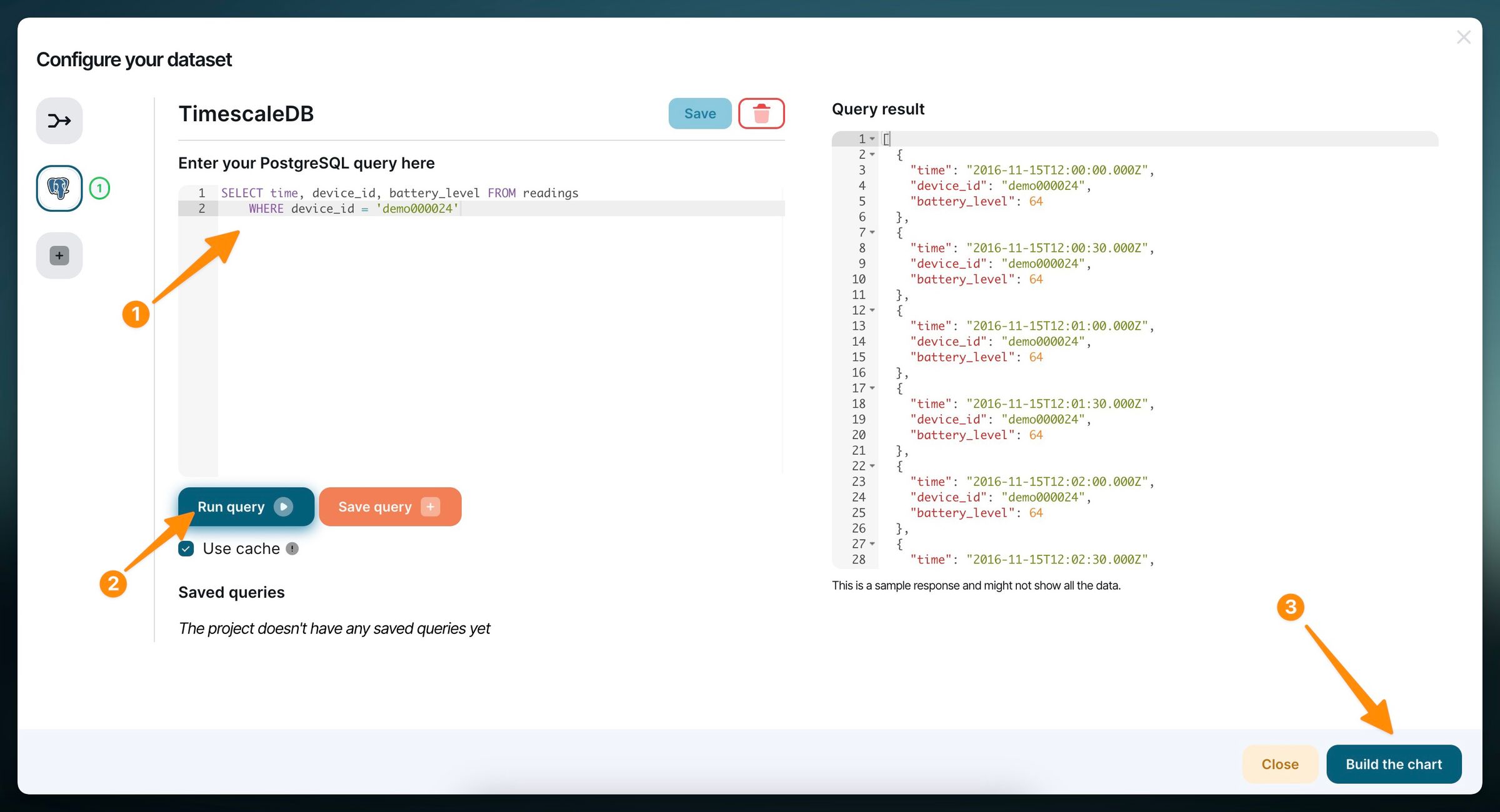Connect and visualize TimescaleDB data with Chartbrew