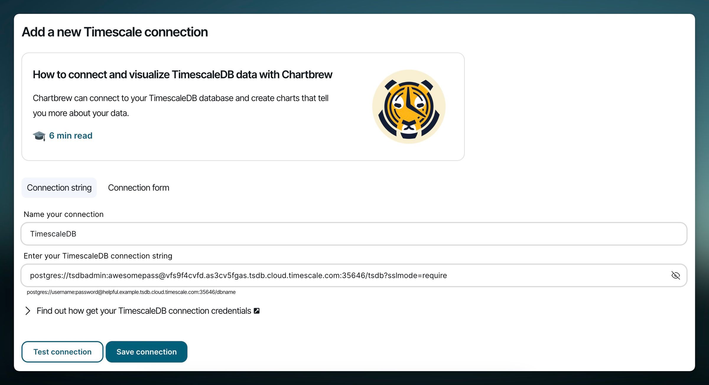 Connect and visualize TimescaleDB data with Chartbrew